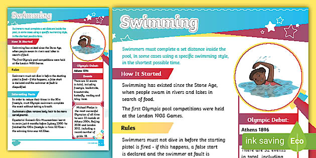 Olympic Swimming Fact Sheet (teacher made) - Twinkl