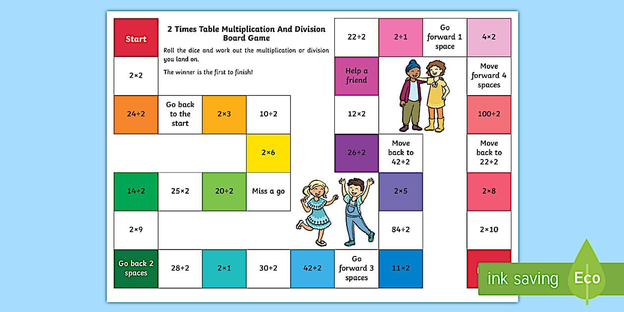 Editable 2 Times Table Board Game - Multiplication and Division