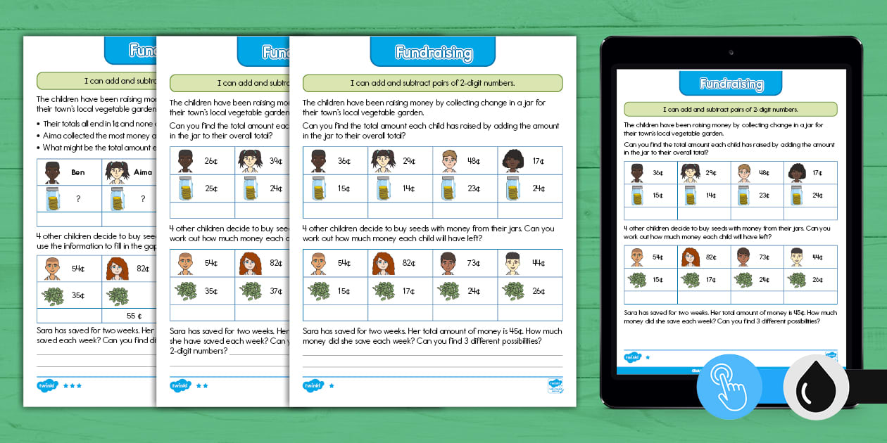 Add and Subtract 2-Digit Numbers: Differentiated Worksheets