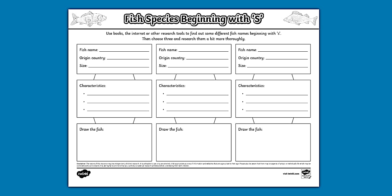 Fish Names That Start with 'S' Research Activity - Twinkl