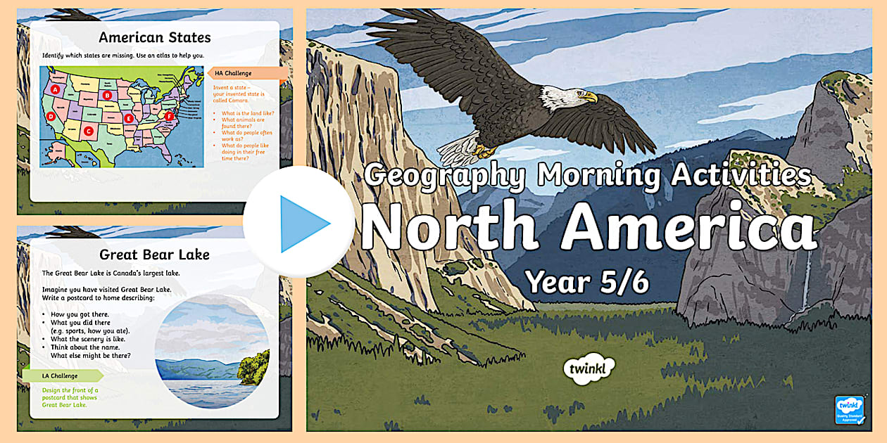 Year 5 6 North America Geography Morning Activities PowerPoint