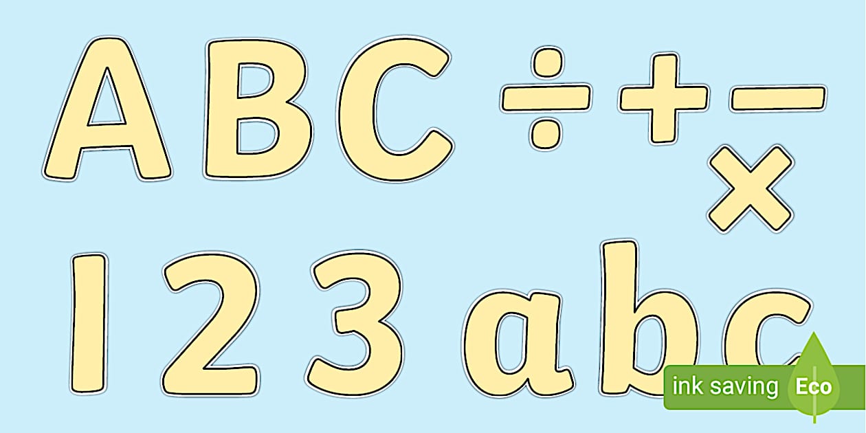 Editable Neutral Pastel Yellow Display Letters and Numbers Pack