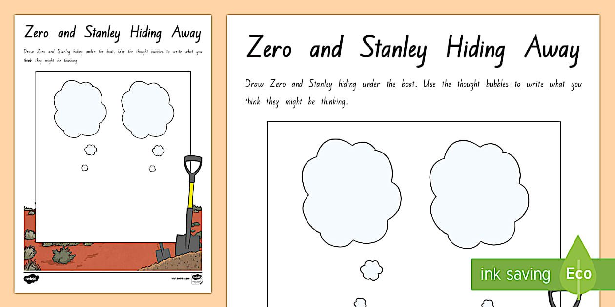 Zero and Stanley Hide Away Worksheet / Worksheet - Twinkl