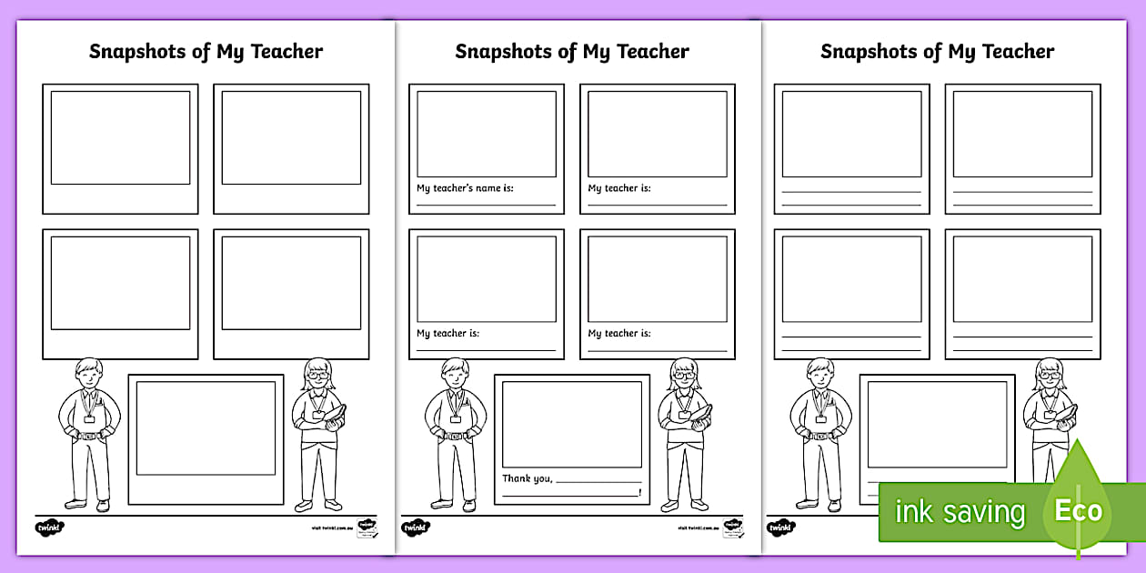 TAS Snapshots of My Teacher Worksheet (teacher made)