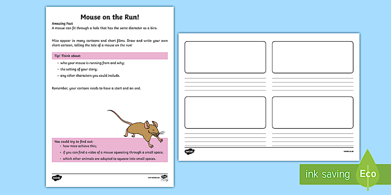Black and White Mouse on the Run! Writing Worksheet - Twinkl