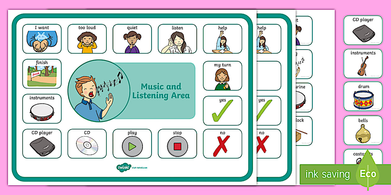 👉 EYFS Listening and Music Area Communication Mat