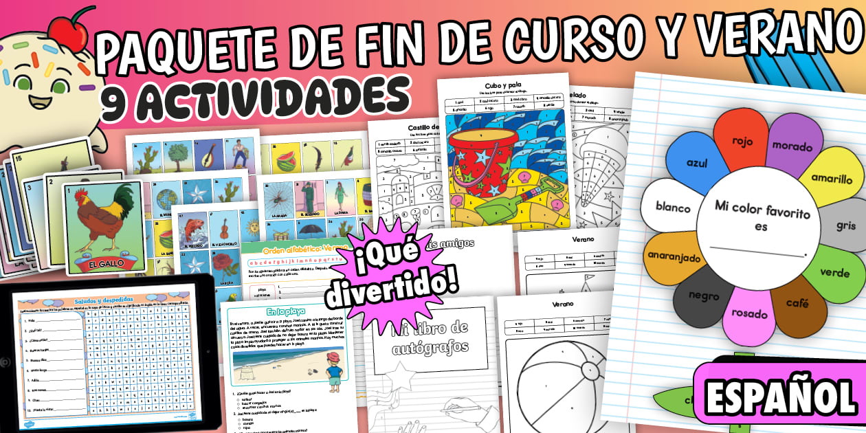 Paquete de fin de curso y verano en español | Actividades listas para usar:
