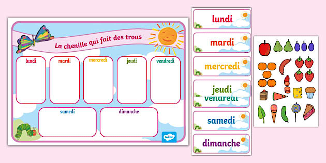 Activité sur les jours de la semaine - la chenille qui fait des trous