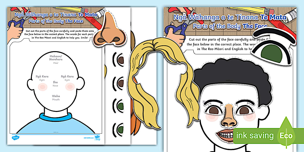 Parts of the Body - The Face Worksheet / Worksheet - Te Reo Maori/English