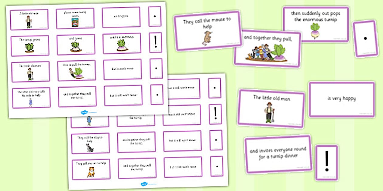 Editable The Enormous Turnip Sentence Building Cards