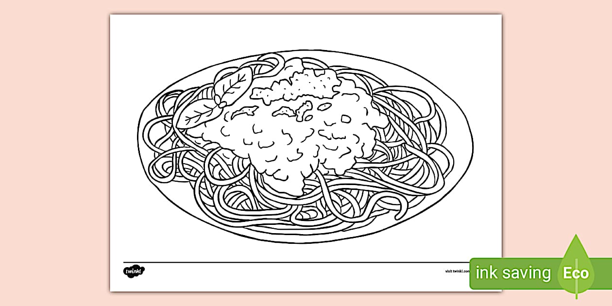 Spaghetti Colouring Page (teacher made) - Twinkl