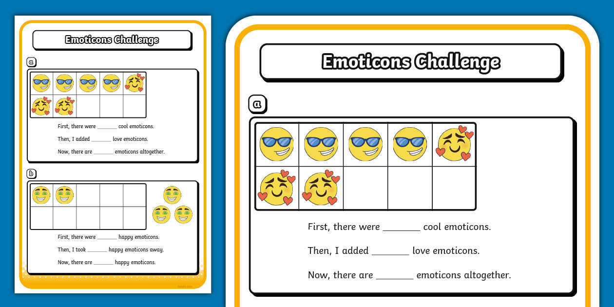 👉 Add and Subtract Numbers within 10 Digits Emoticon Challenge