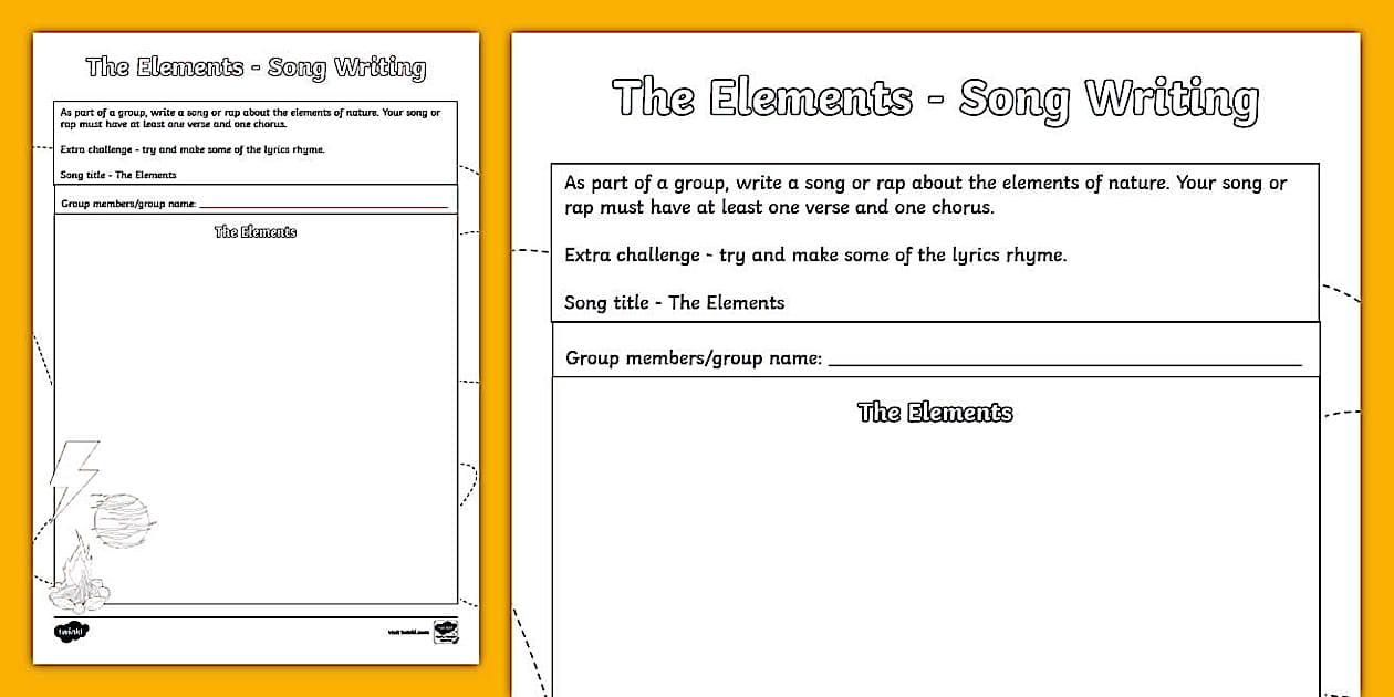 👉 Elements Song Writing Activity (teacher made) - Twinkl