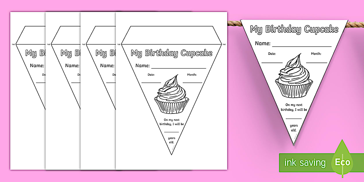 My Birthday Cupcake Display Bunting (teacher made) - Twinkl