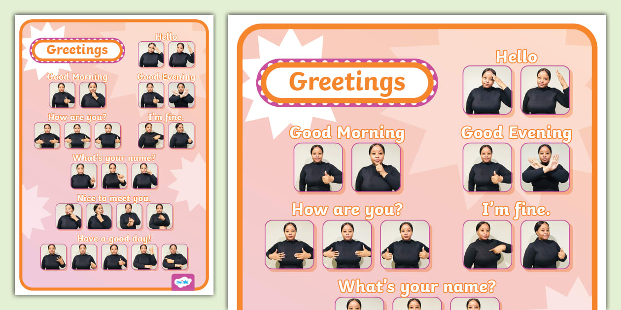 South African Sign Language Greetings Display Poster