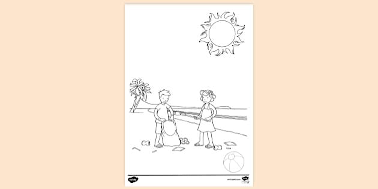Beach Colouring Page | Colouring Sheets - Twinkl