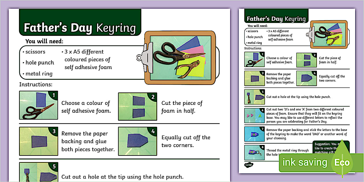 Father's Day Keyring Craft | Instructions | Teacher Resource