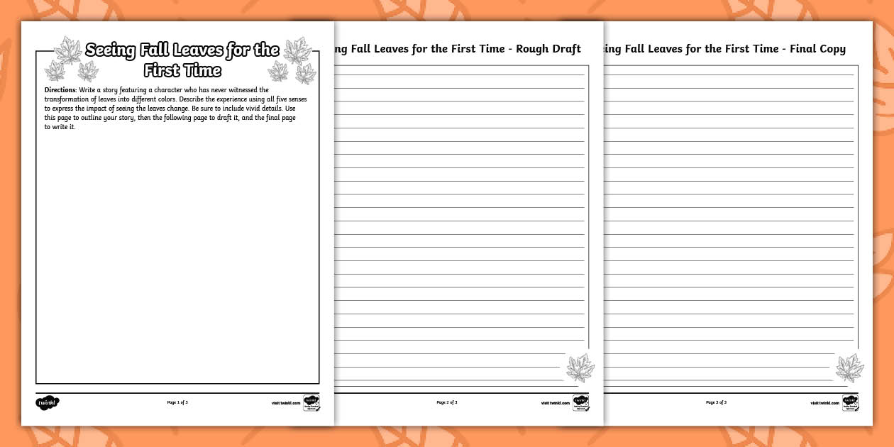 8th Gr Fall Writing Prompt: Seeing Fall Leaves - Twinkl