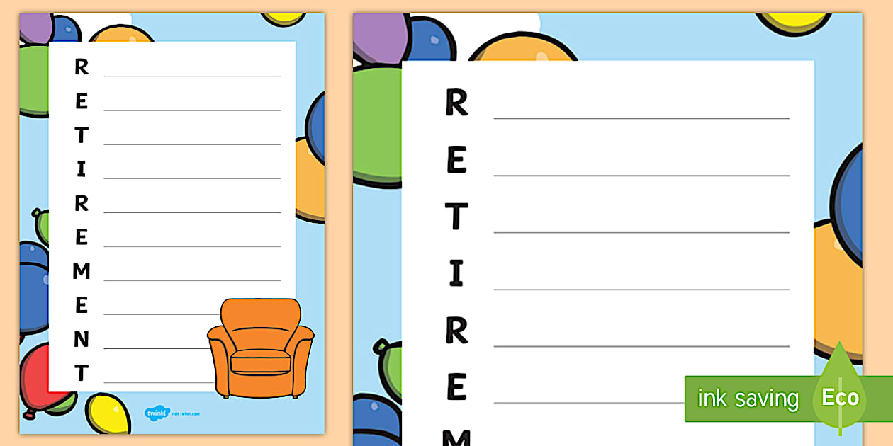 Retirement Acrostic Poem (teacher made) - Twinkl