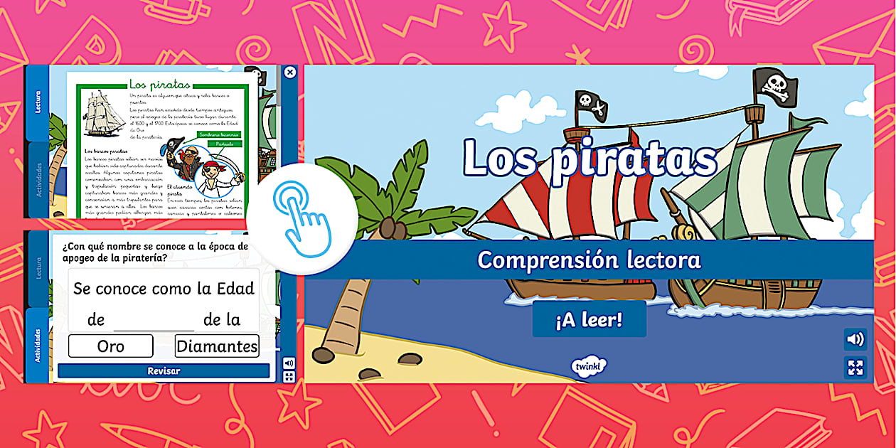 Juego de comprensión lectora por niveles: Los piratas