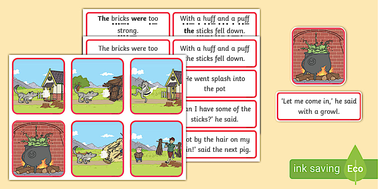 The Three Little Pigs Simple Sentence Matching Activity