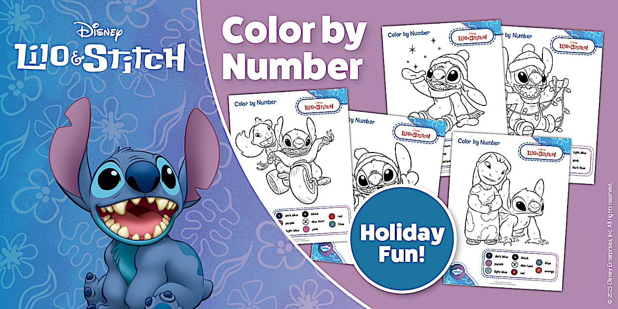 Lilo & Stitch: Holiday Color by Number Activities