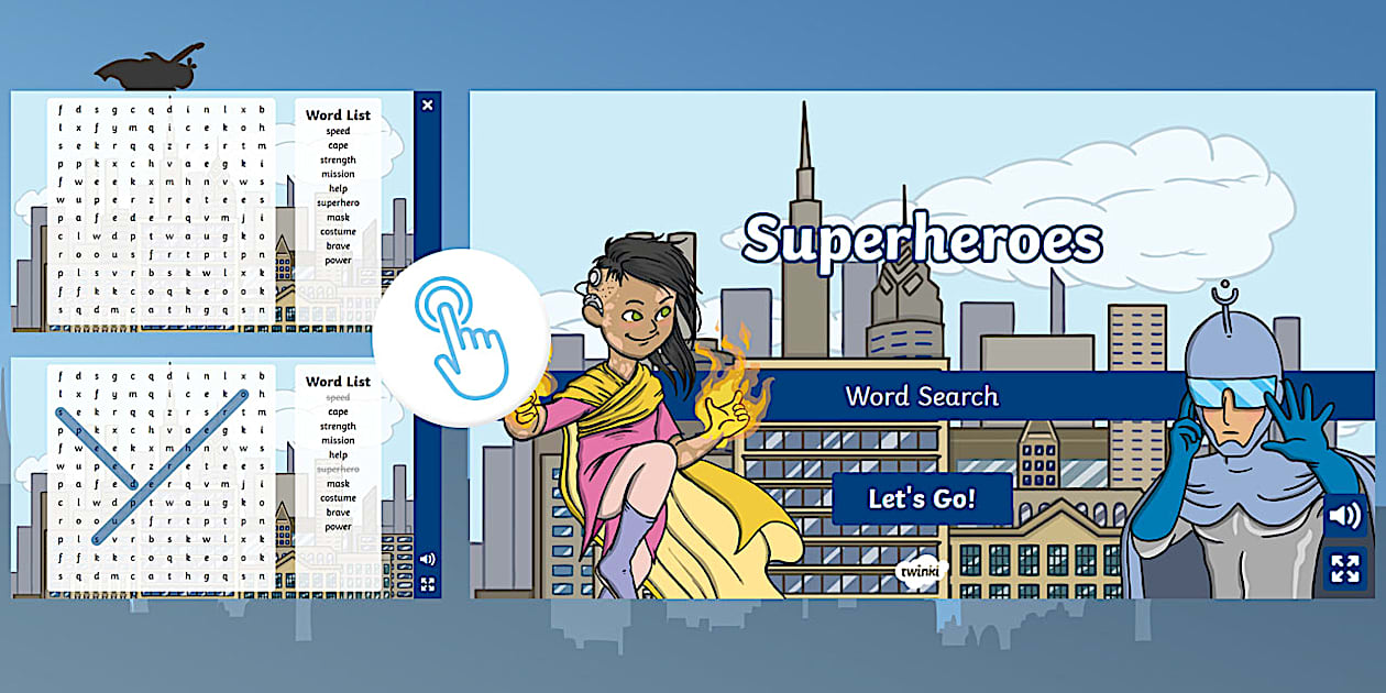 Superhero Games - Interactive Word Search - Twinkl Go!