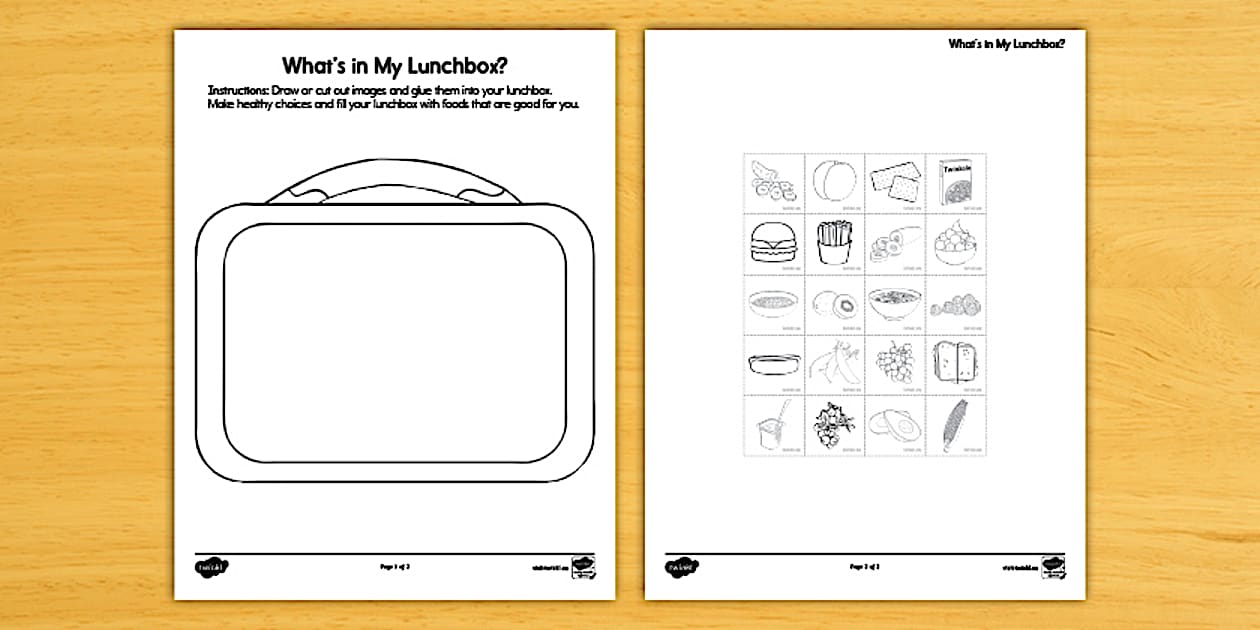 What's in My Lunchbox? Activity Sheet (teacher made)