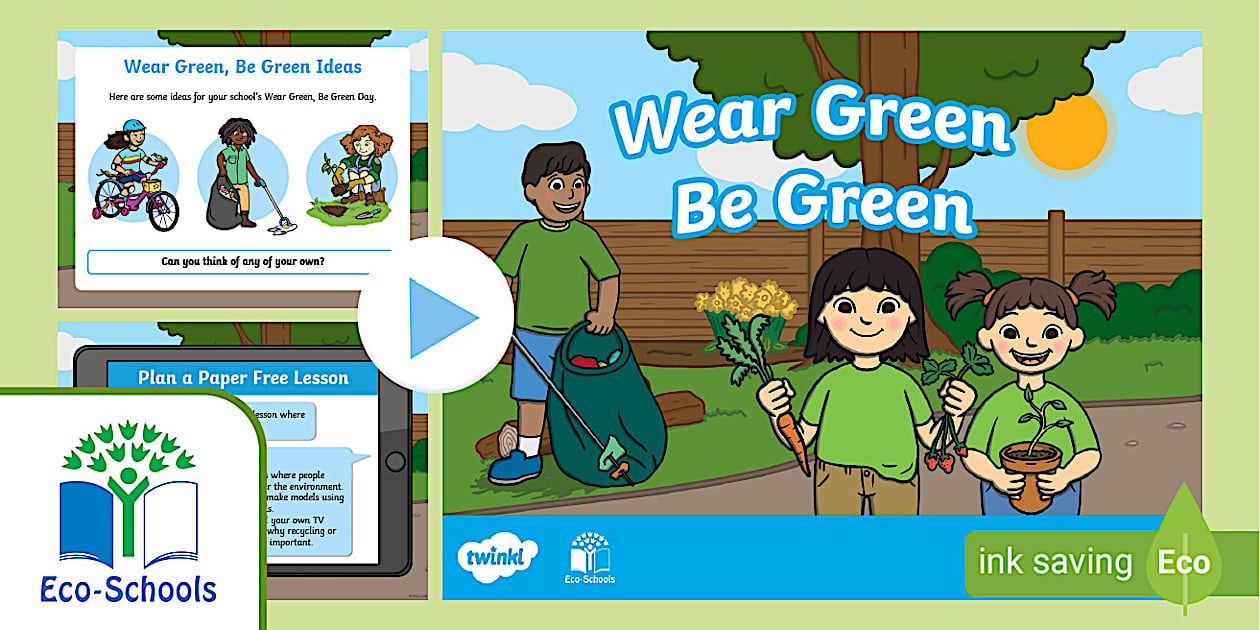 FREE! - KS1 Eco-Schools NI: Wear Green Be Green PowerPoint