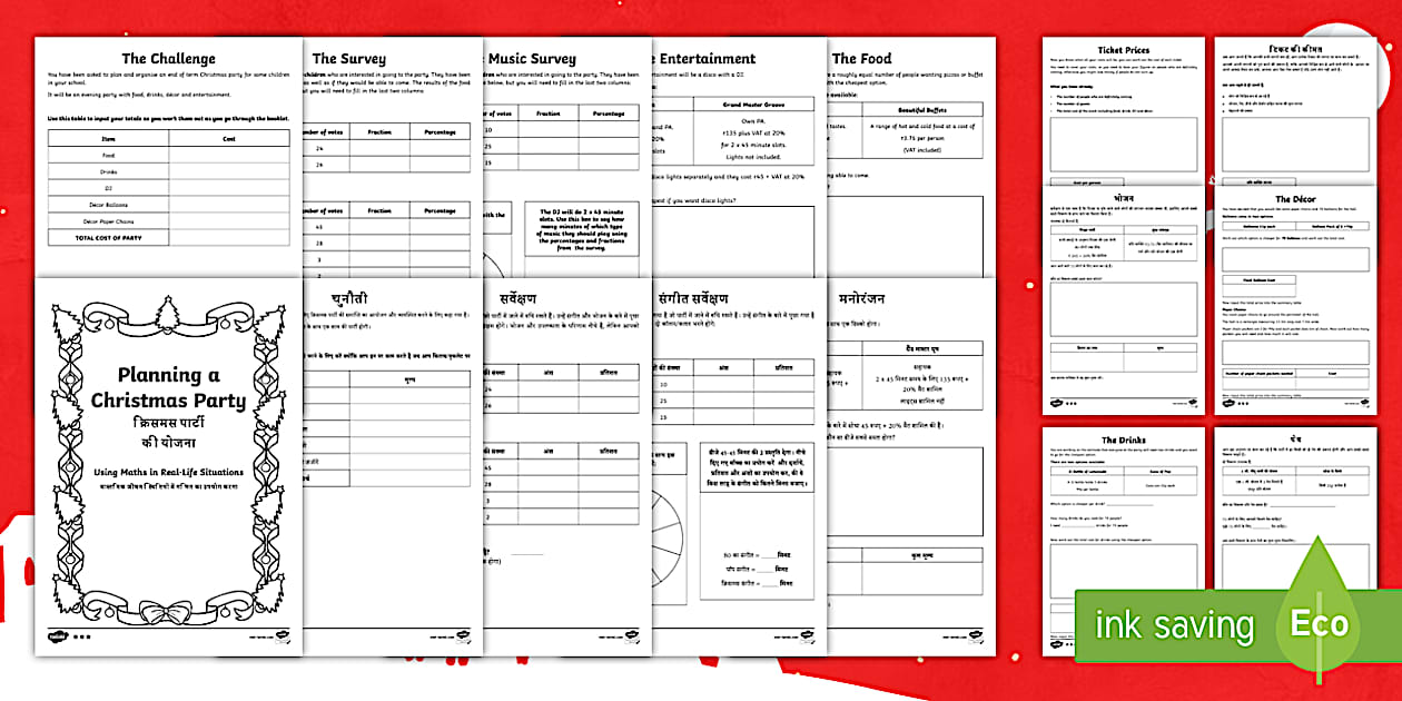 Maths Problem Solving KS2 Planning a Christmas Party Differentiated Maths