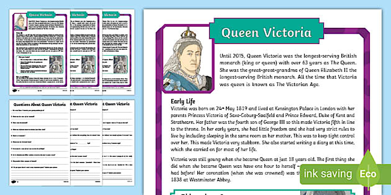 Queen Victoria Reading Comprehension Activity (teacher made)