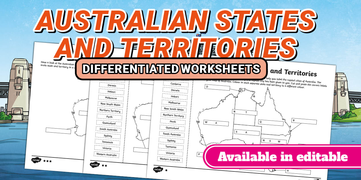 Australian Geography Worksheets - States and Territories