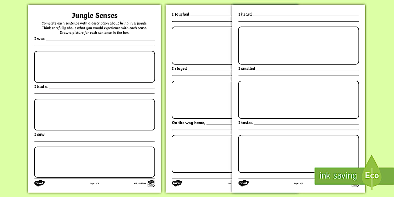 Editable Jungle and Rainforest Sense Complete the Sentence Writing ...