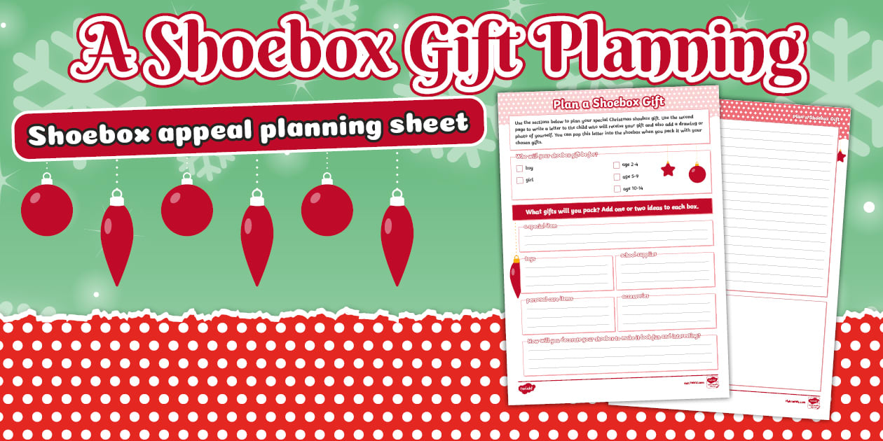 KS2 A Shoebox Gift Planning Worksheet - Twinkl