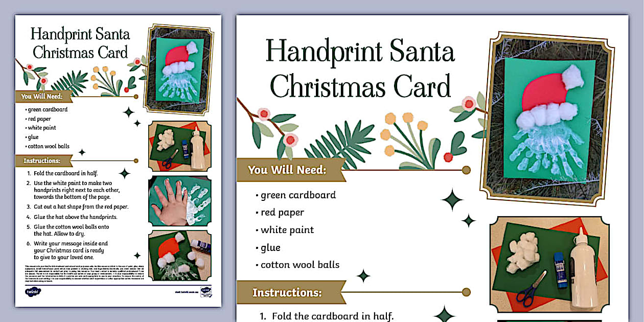 Handprint Santa Christmas Card (teacher made) - Twinkl