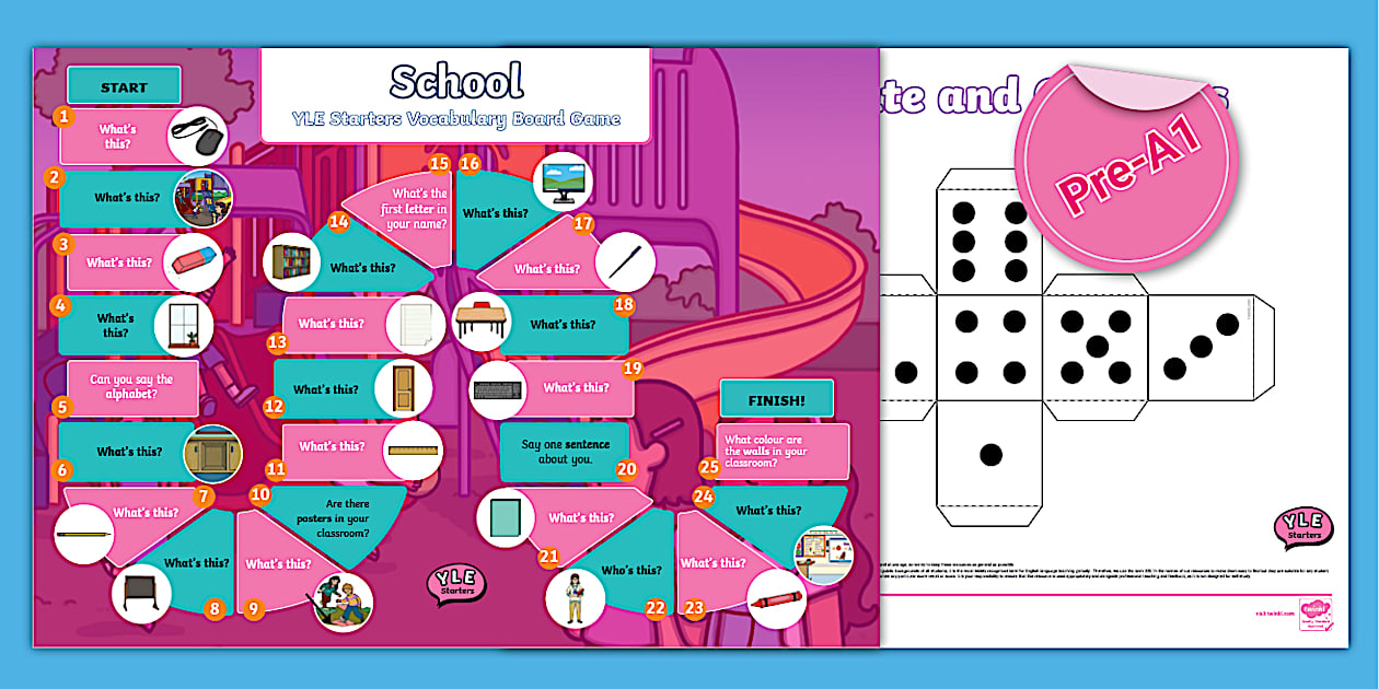 YLE Starters - School Vocabulary Board Game (Lehrer gemacht)