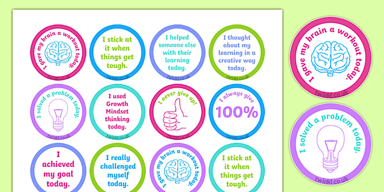 Editable Growth Mindset Achievement Stickers - Twinkl