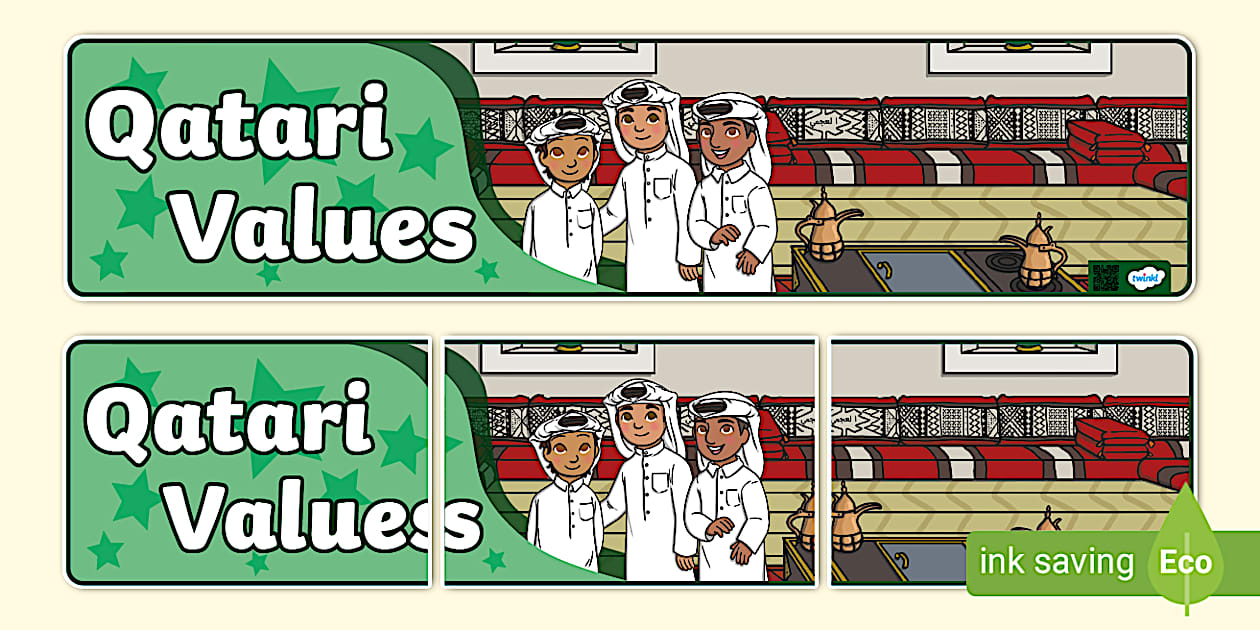 Qatari Values Display Banner (teacher made) - Twinkl