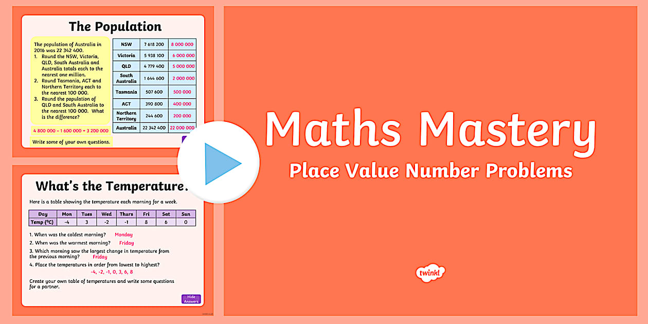 Place Value Number Problems Maths Mastery Activities PowerPoint