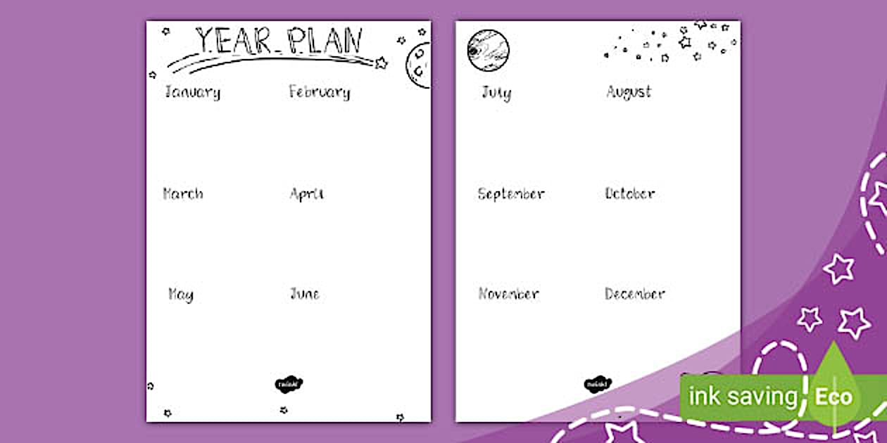 Space-Themed Year Plan Bullet Journal Page (Teacher-Made)