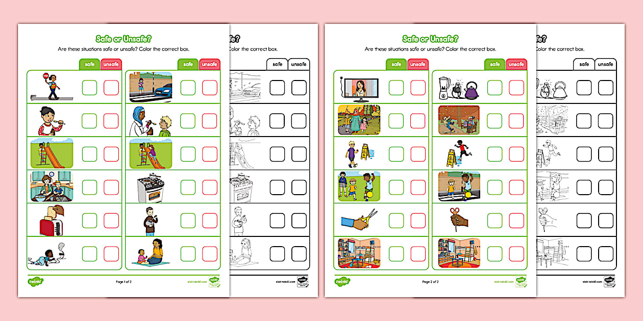 Safe vs Unsafe Worksheet | Health Education | Twinkl USA