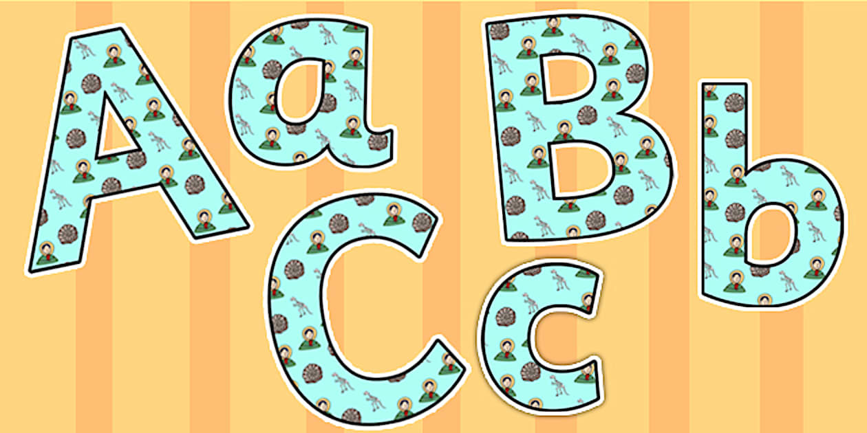 Cursive Mary Anning Themed A4 Display Lettering - Twinkl