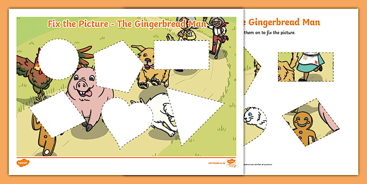 The Gingerbread Man Fix the Picture Activity (teacher made)
