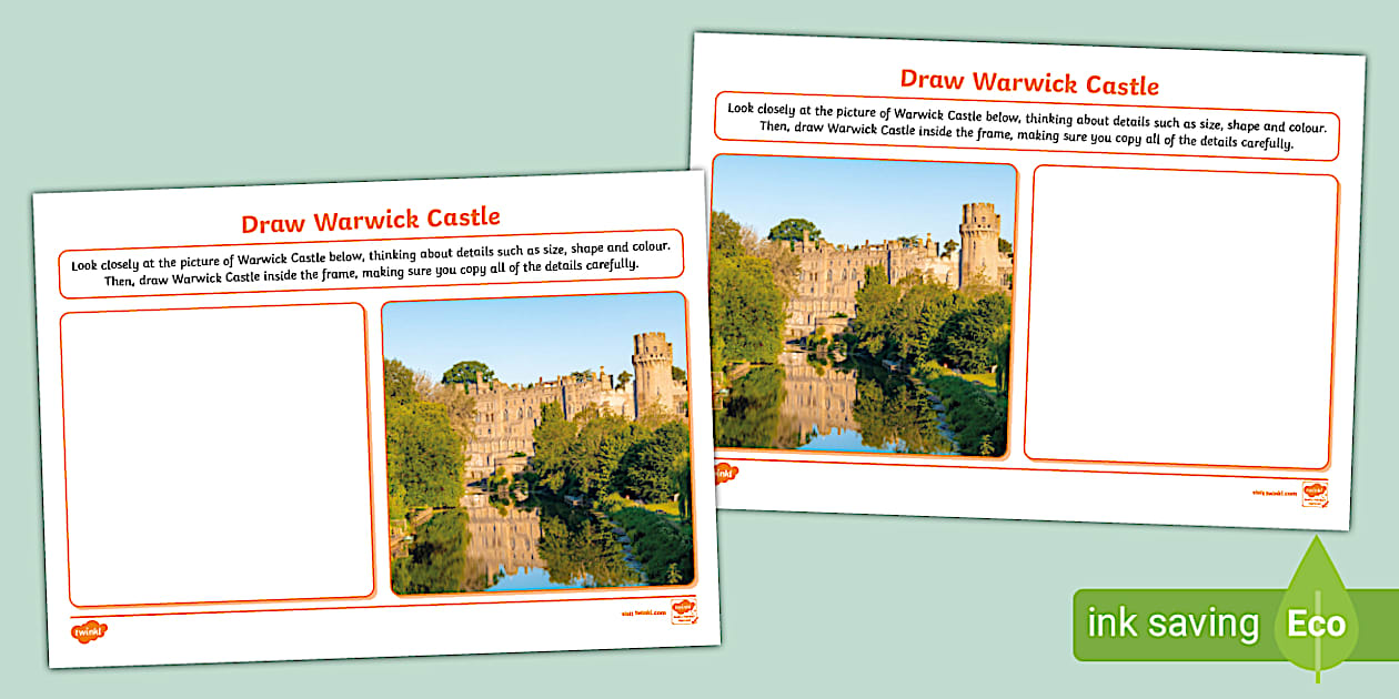 Draw Warwick Castle Art Activity (Teacher-Made) - Twinkl