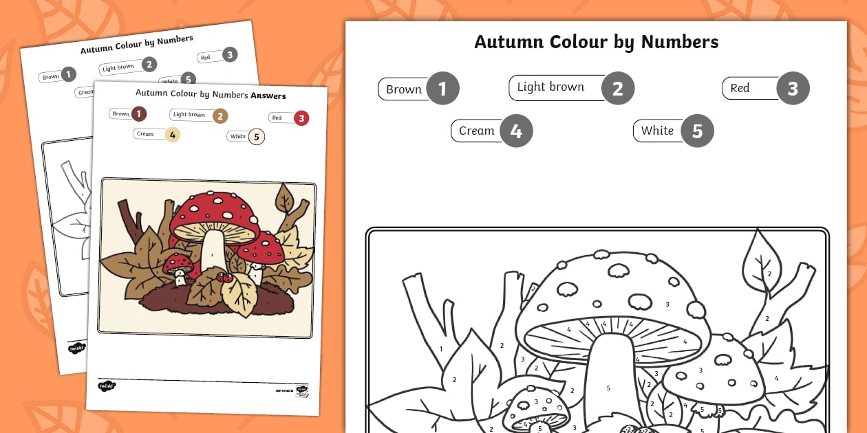 Autumn Colour by Numbers Worksheet