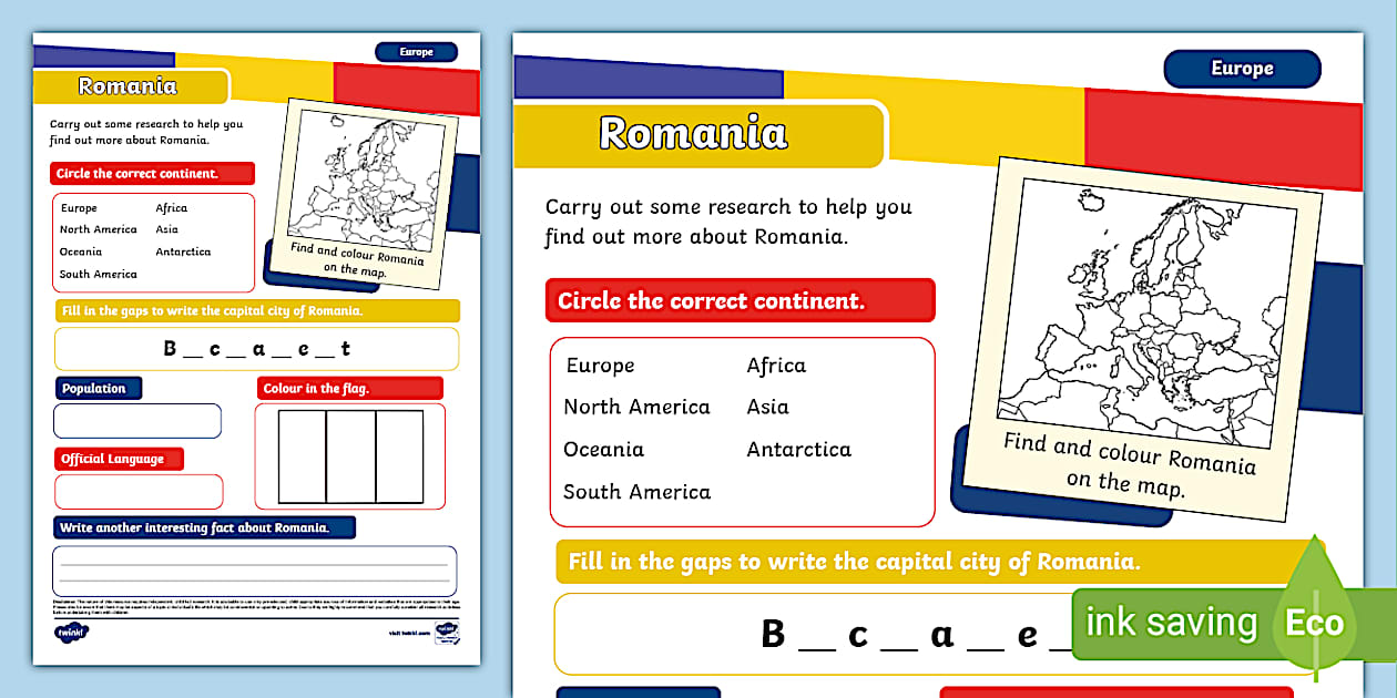 KS1 Romania Research Activity - Geography (Teacher-Made)
