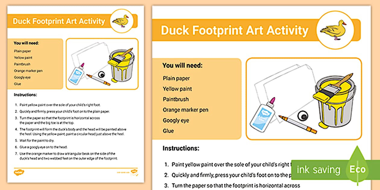 Duck Footprint Art Activity (teacher made) - Twinkl