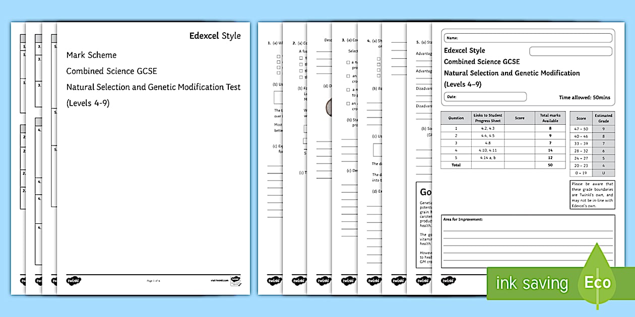 Edexcel Style Biology Combined Science Specimen Paper: Natural ...