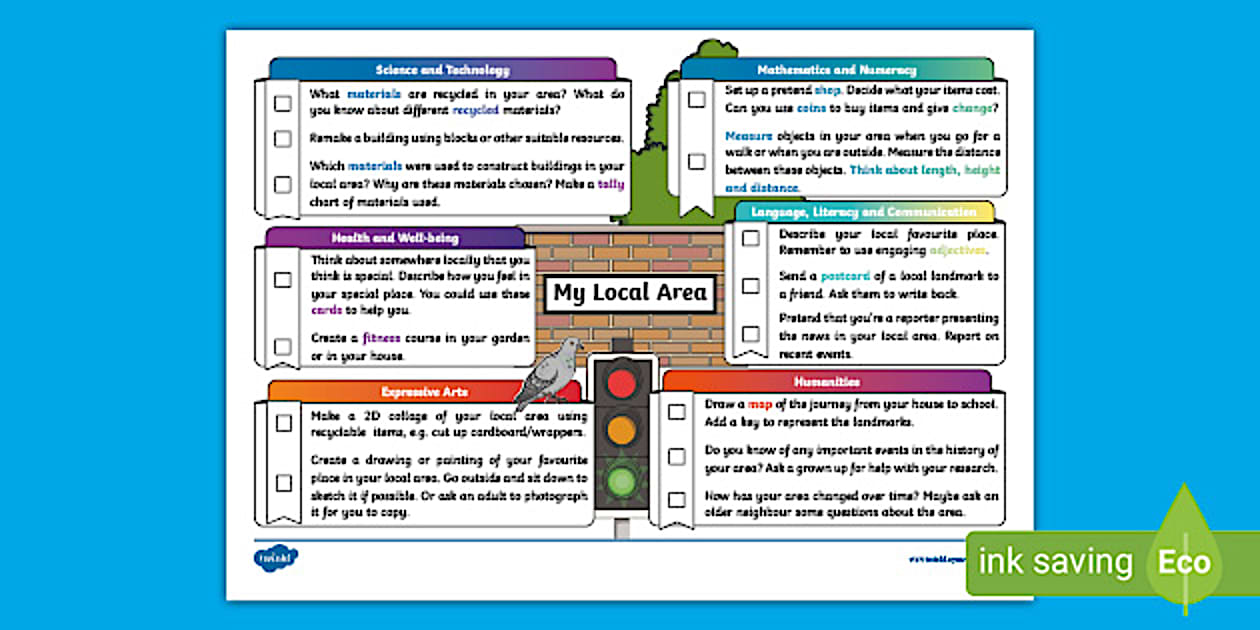 My Local Area Home Learning Mat Age 3-7 - Twinkl