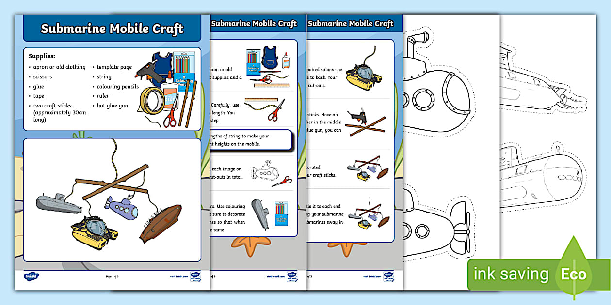 Submarine Mobile Craft (Teacher-Made) - Twinkl